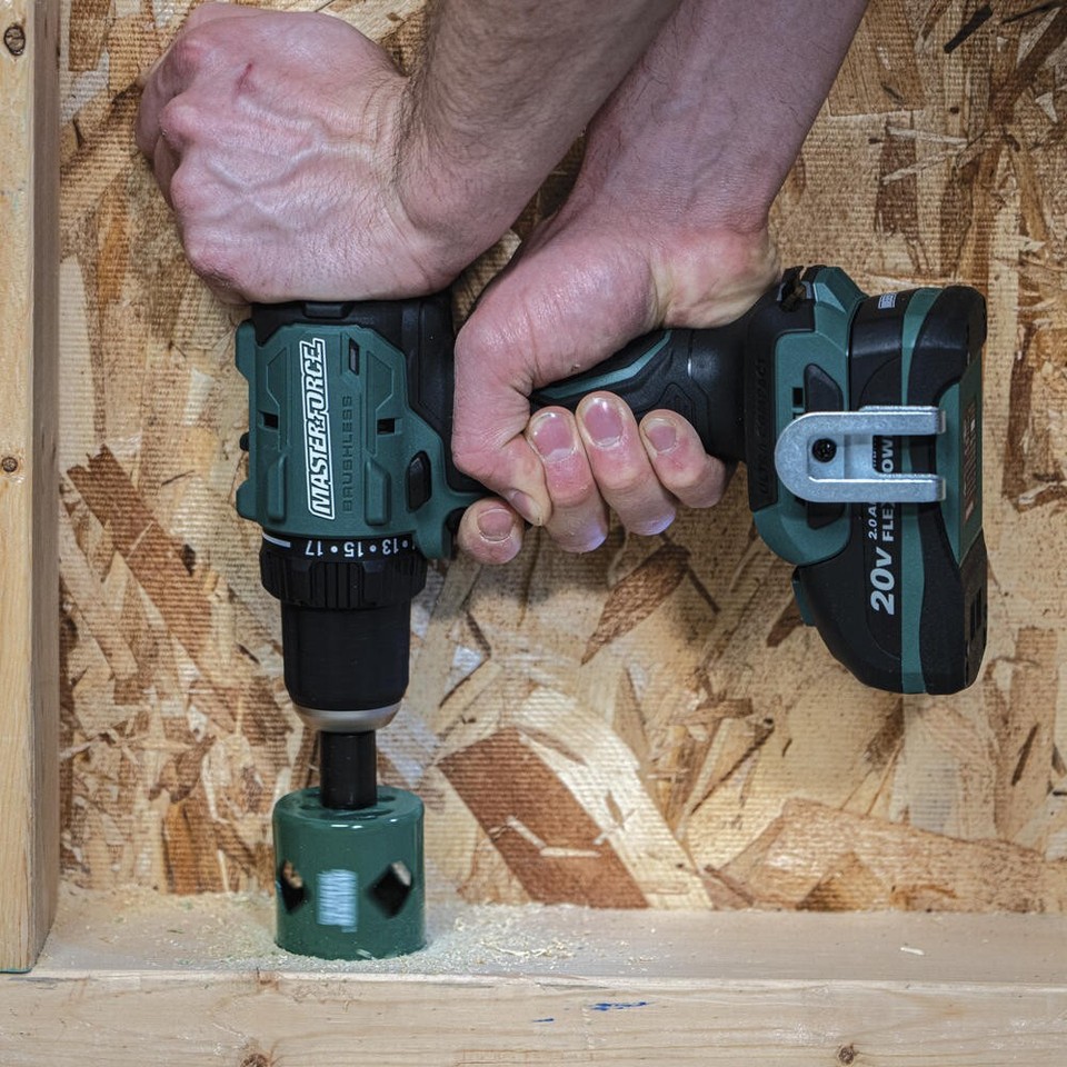 Masterforce 20 Volt Brushless Cordless 1/2" Drill Kit High Torque Speed ...