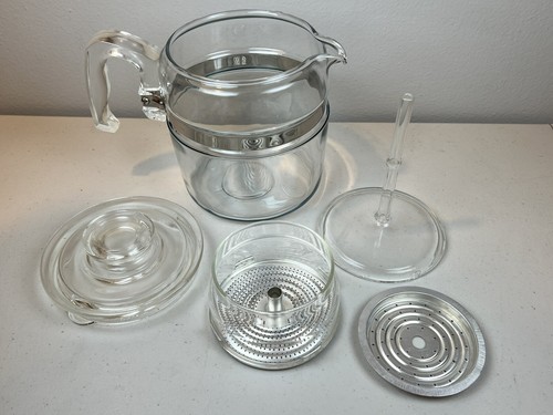 Pyrex 6 Cup Glass coffee pot Stovetop Percolator #7756 With Inserts | eBay