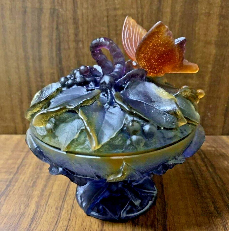 Daum Crystal Pate de Verre BOITE PAPILLON Bonbonniere + Box | eBay