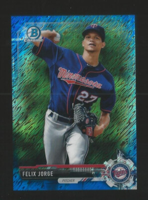 2017 Bowman Chrome Felix Jorge Twins #166 RC Rookie Blue Refractor Sp ...