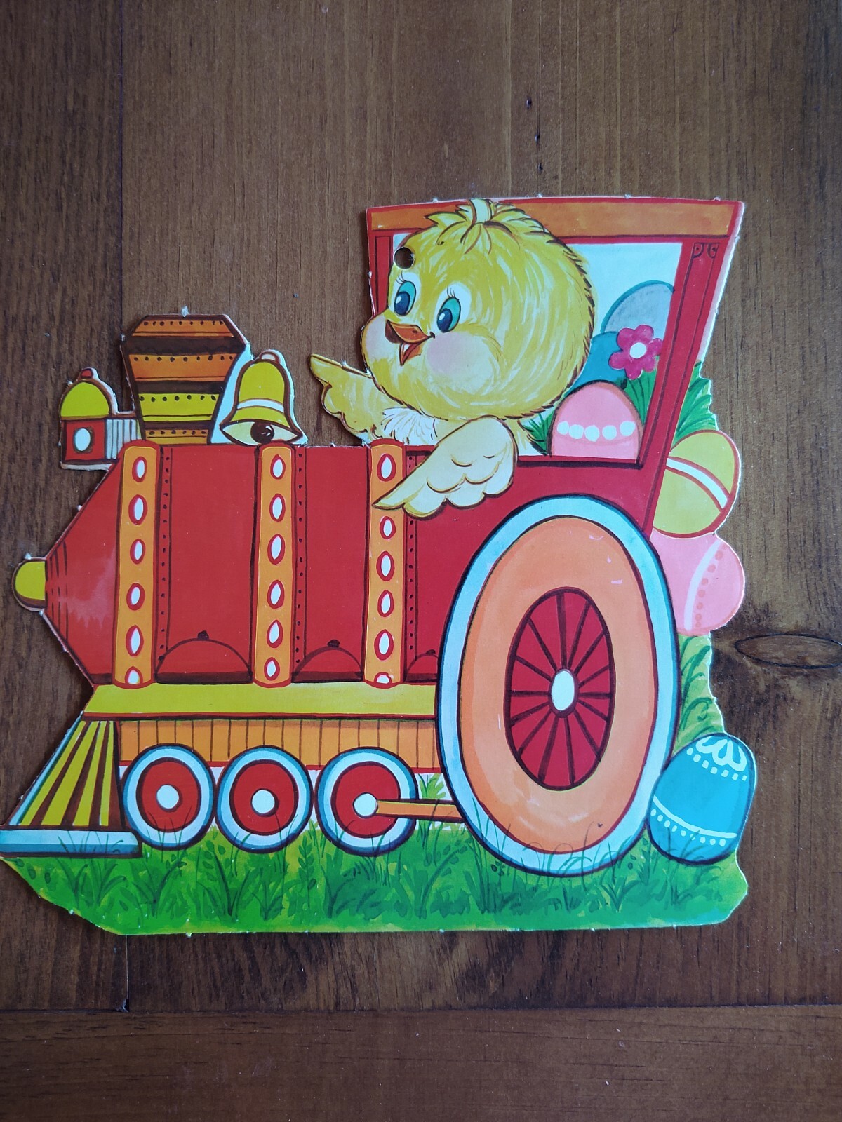 Vintage Chick in Choo Choo Train with Easter Eggs Spring Paper ...