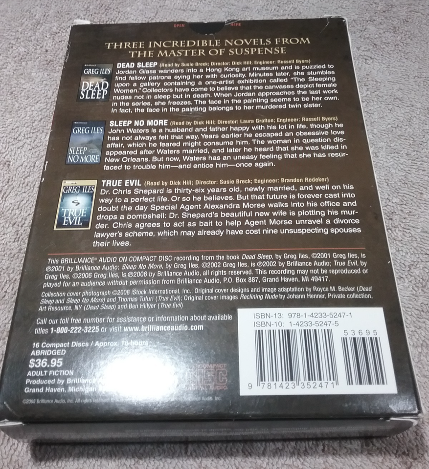 Greg Iles: Deep Sleep, Sleep No More, True Evil - 16 CD Book Set | eBay