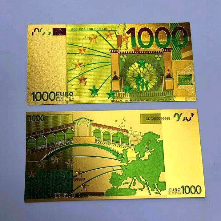 EUROPE : LOT DE 10 BILLETS POLYMER " OR " DU BILLET DE 1000 EUROS ★★ X ...