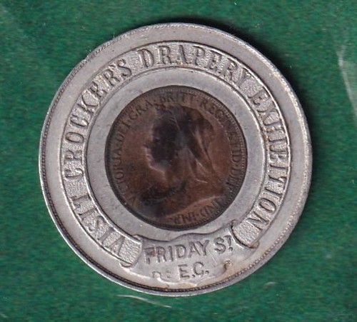 1896 Great Britain Encased Farthing Crocker's Drapery Exhibition | eBay
