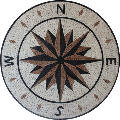 Marble Mosaic Round Tile Stepping Stone, Compass | eBay