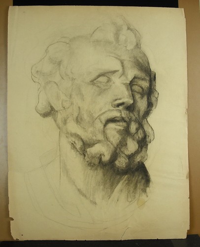 Original Drawing Greco-Roman Sculpture Art Study Bearded Man God 62 cm ...