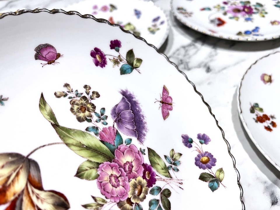 Set Of Six Antique Floral & Insect Porcelain Plates 7 3/8" Thuringia ...