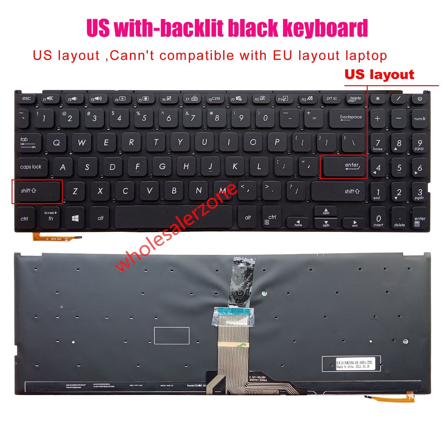 US backlit Keyboard For Asus X509 X509F X509D M509 M509D X515 X515M ...
