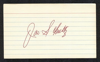 JOE SCHULTZ {1918-1996} Signed 3x5 Index Card SEATTLE PILOTS Manager ...