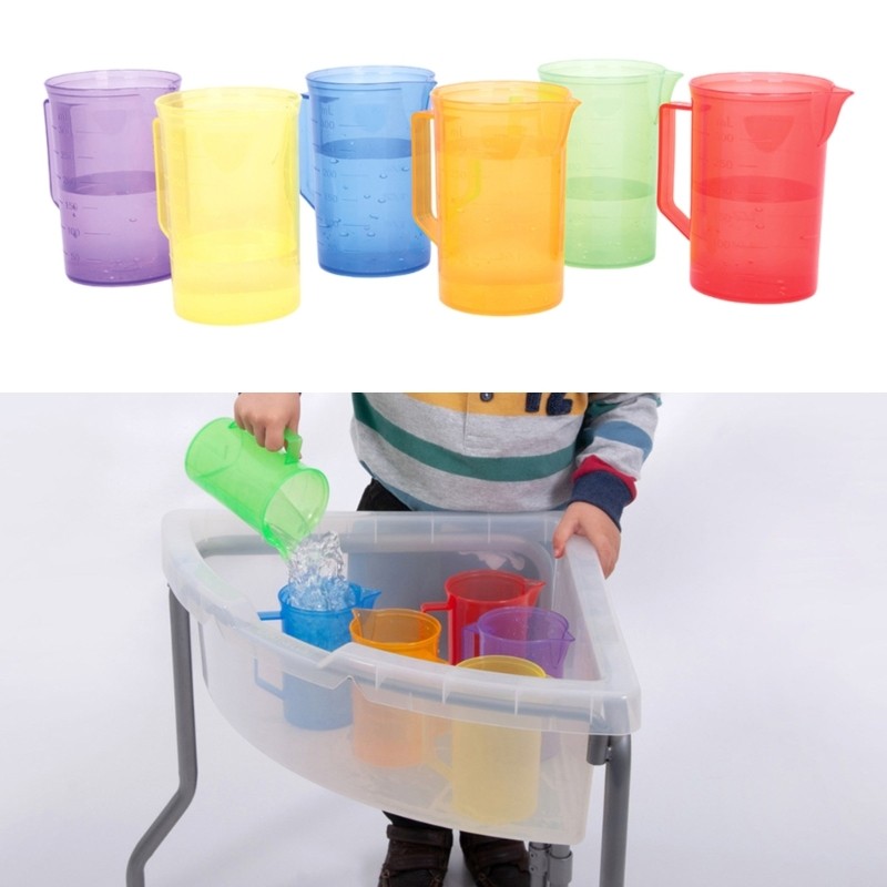 6Pieces Sensory Play Measuring Jugs For Toddler Colorful Water Sand ...