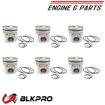 6* PISTON KIT WITH PISTON RING Retainer For Cummins 4B 6B 5.9L ISB 3.9L ...