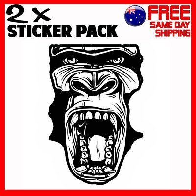 2 x Stickers - Gorilla Arhhh Animal Fashion - Car Bumper Funny Novelty ...