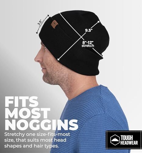 Cuffed Beanie Hats for Men - Winter Beanies for Women - One Size Black ...