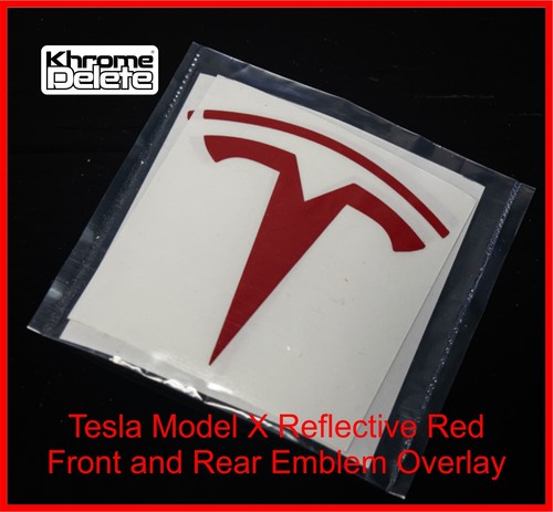 Tesla Model X (front and rear) Red Reflective Emblem Overlay | eBay