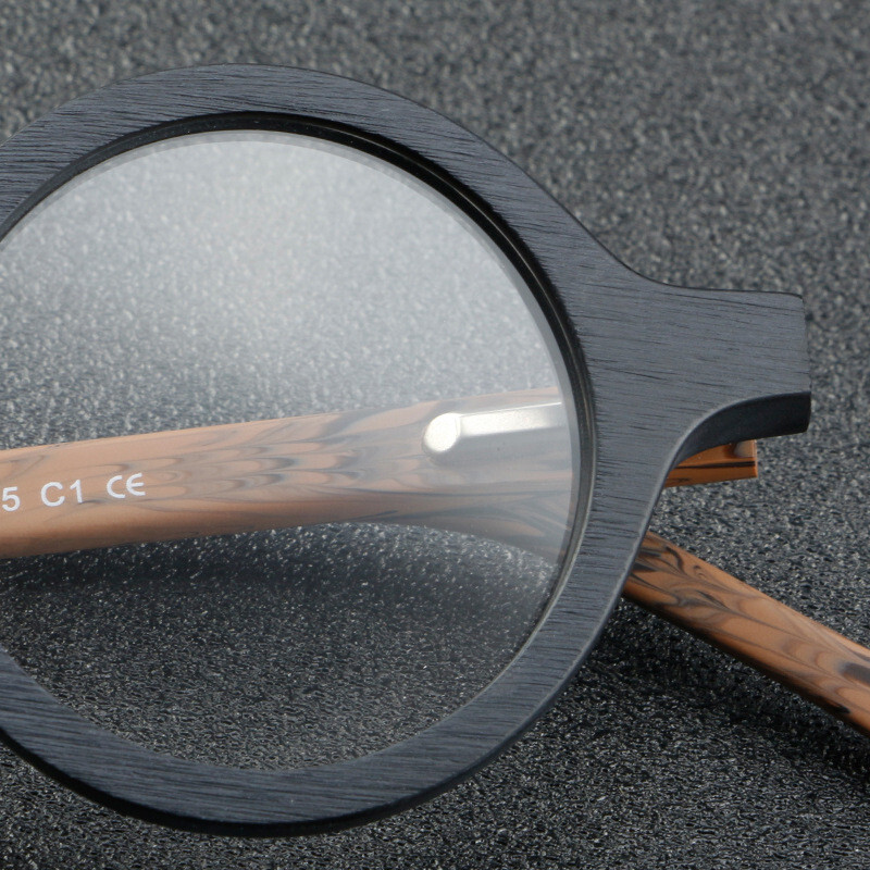 Japanese Small Round Eyeglass Frames Wood Acetate 42 mm Glasses Brand ...