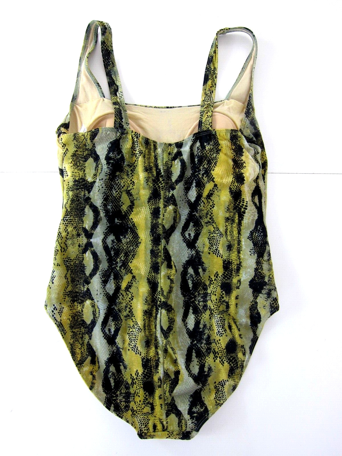 Vintage Shape FX Green Yellow Snake Built In Bra Slim… - Gem