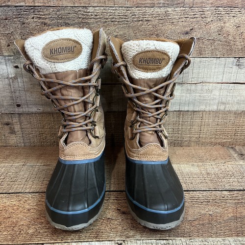 Womens Size 6 Khombu Waterproof Leather Duck Hiking Boots Brown & Black ...