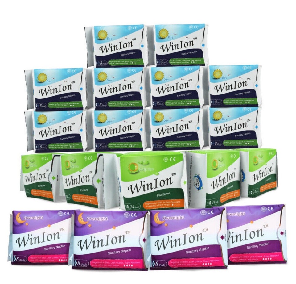 (232 Pads) Winalite Winion Sanitary Napkin Anion 10 Day 5 Pantiliner 4 ...