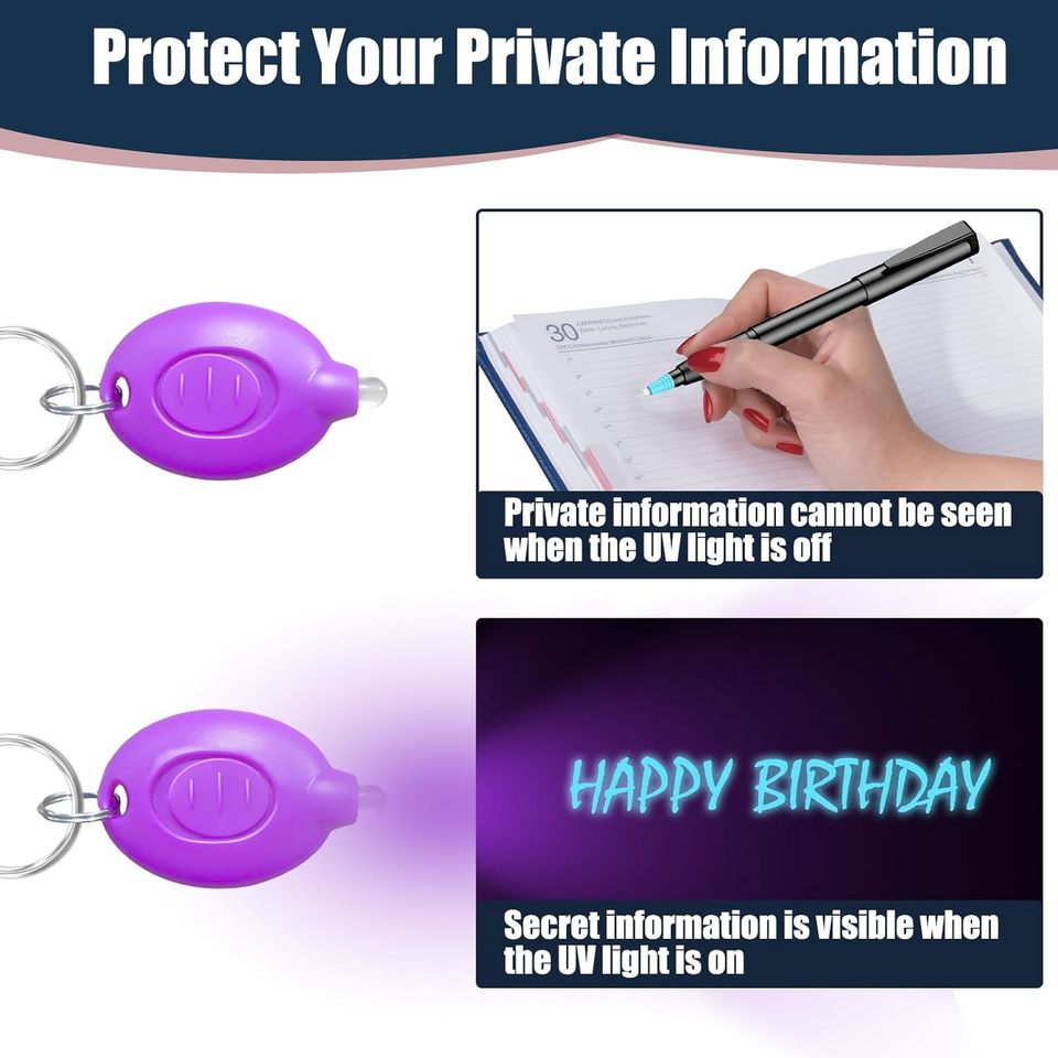Invisible Ink Pens with UV Light, Magic Spy Pens with Mini UV LED Keychain Flash | eBay