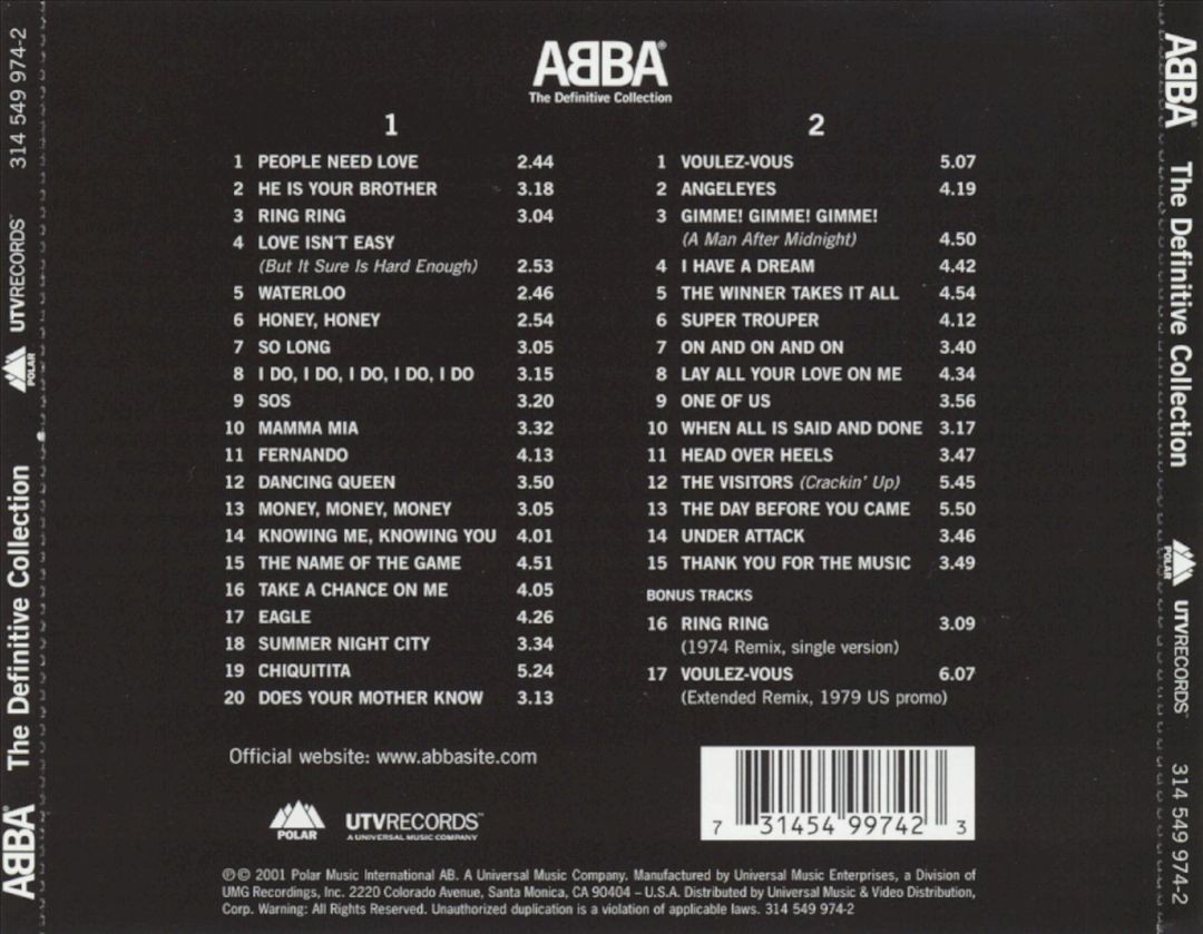 ABBA - THE DEFINITIVE COLLECTION NEW CD 731454997423| eBay