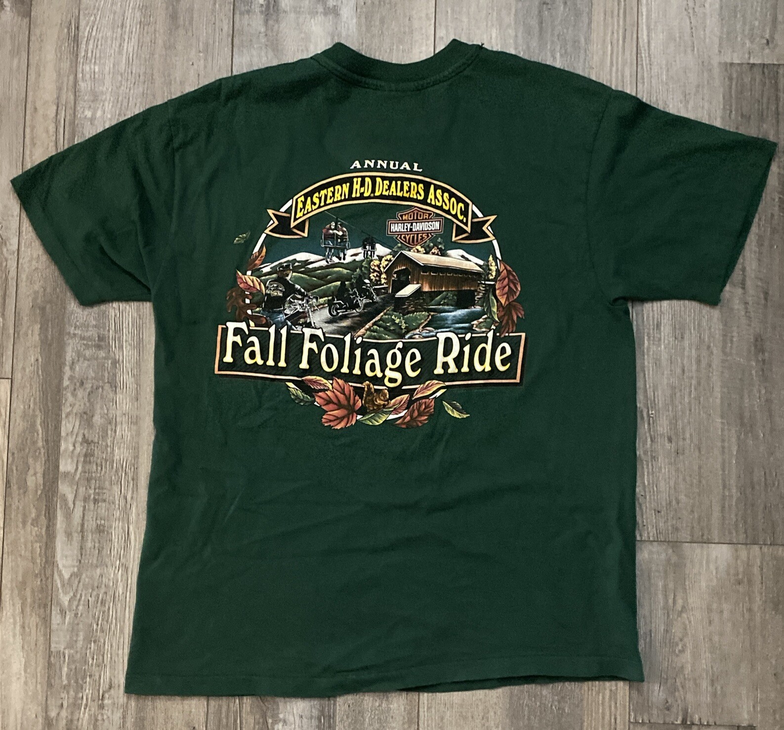 VINTAGE Harley Davidson Fall Foliage Ride T Shirt Dea… - Gem