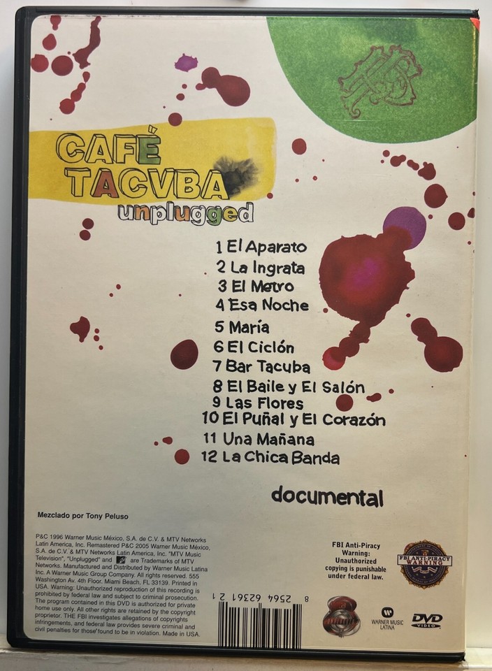 Cafe Tacuba - MTV Unplugged (DVD 2005 Chapter Insert) *Rare* *Like New ...