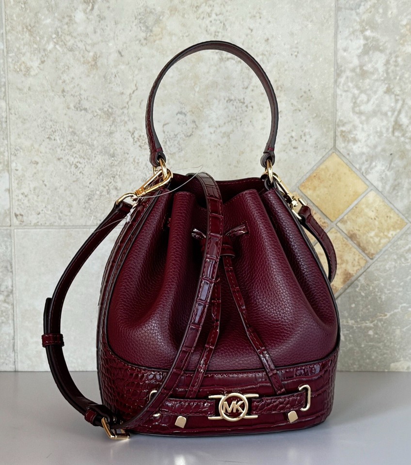MICHAEL KORS REED MD BELTED BUCKET MESSENGER BAG + BIFOLD WALLET EXOTIC ...
