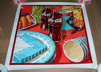 COCA COLA PARTY COOKOUT BEANS & CHIPS POSTER COKE ADVERTISING 20 7/8" X ...