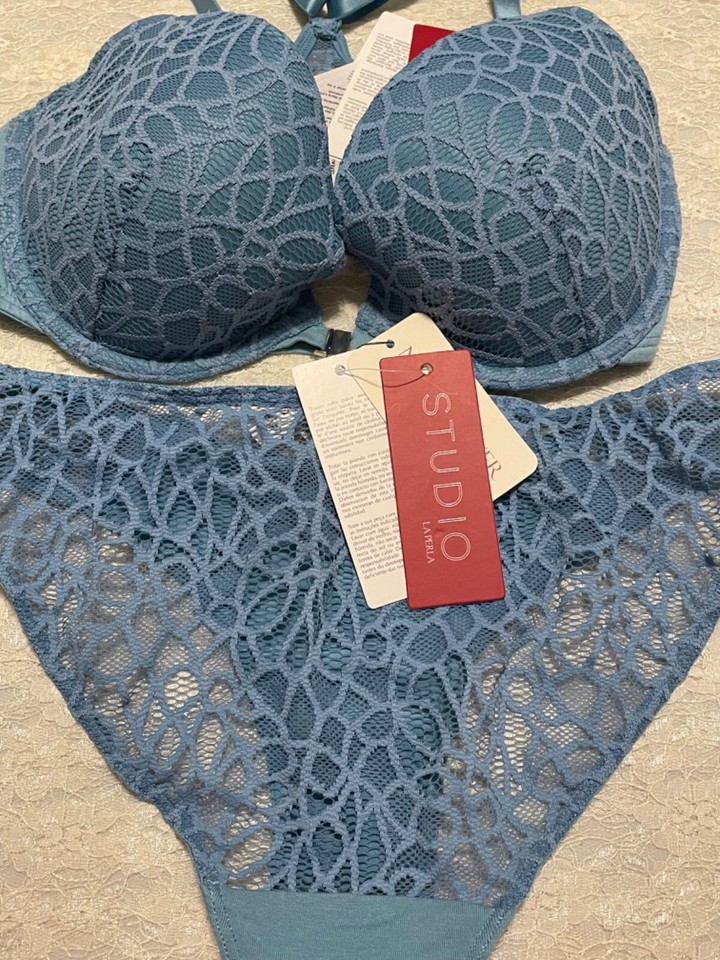 La Perla Studio Iris 32D XS Push Up Bra Panty Set Periwinkle Blue | eBay
