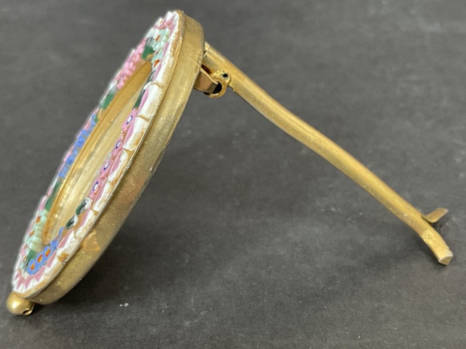 Vintage Italian Micro Mosaic Oval Photo Frame Miniature Signed ITALY 4. ...