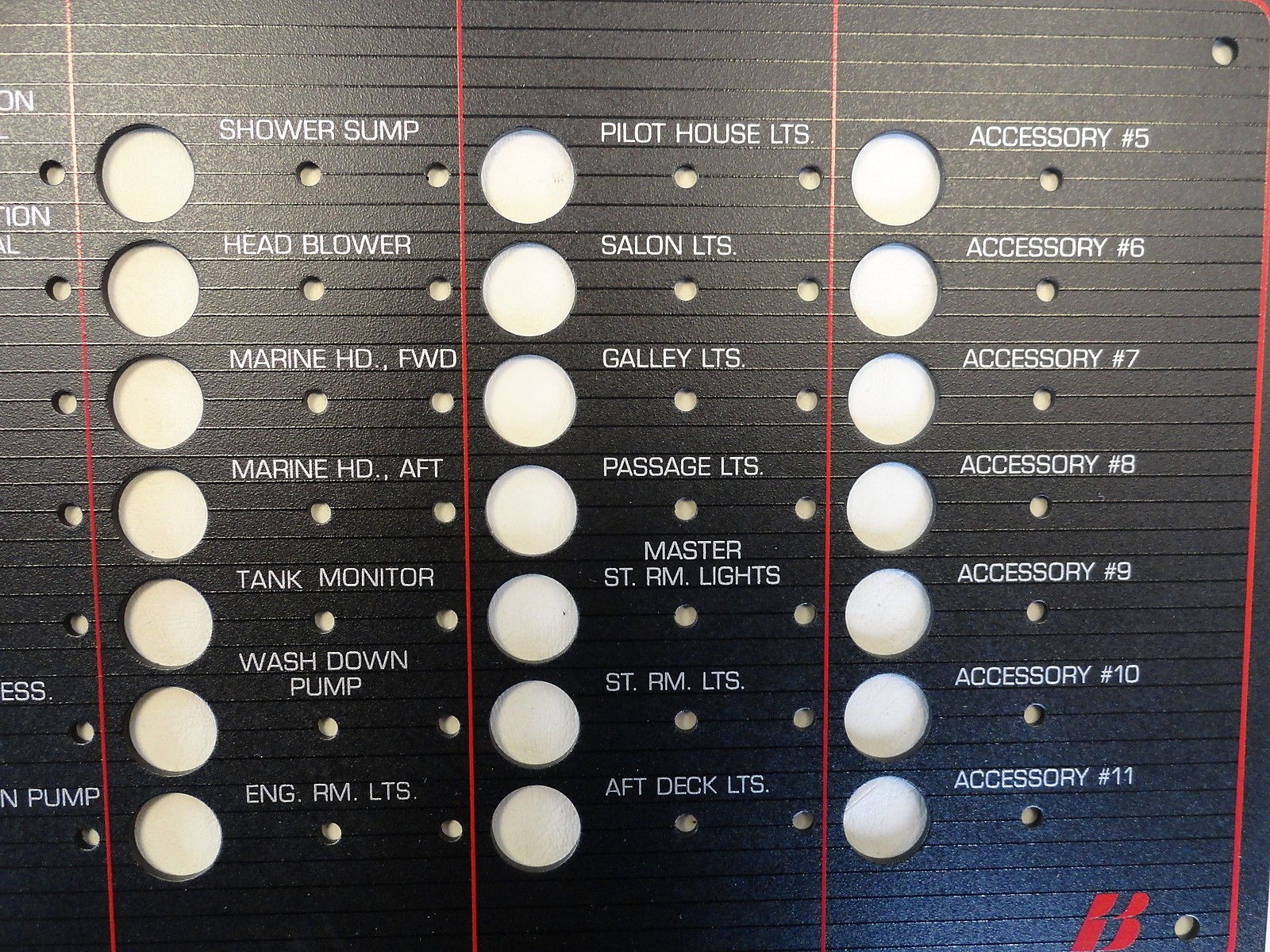 BRUNSWICK ALUMINUM BLANK BREAKER PANEL 24 1/2" X 7 1/2" BLACK & RED ...