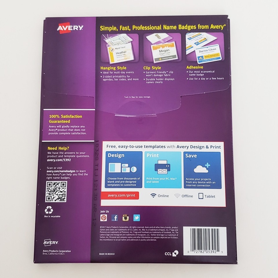 New Avery 5392 Name Tag Insert 3 x 4 ID Card Refills White 300 + Bonus ...