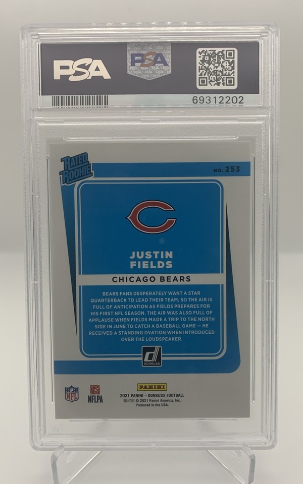 Justin Fields 2021 Panini Donruss Rated Rookie RC #253 PSA 10 New York ...