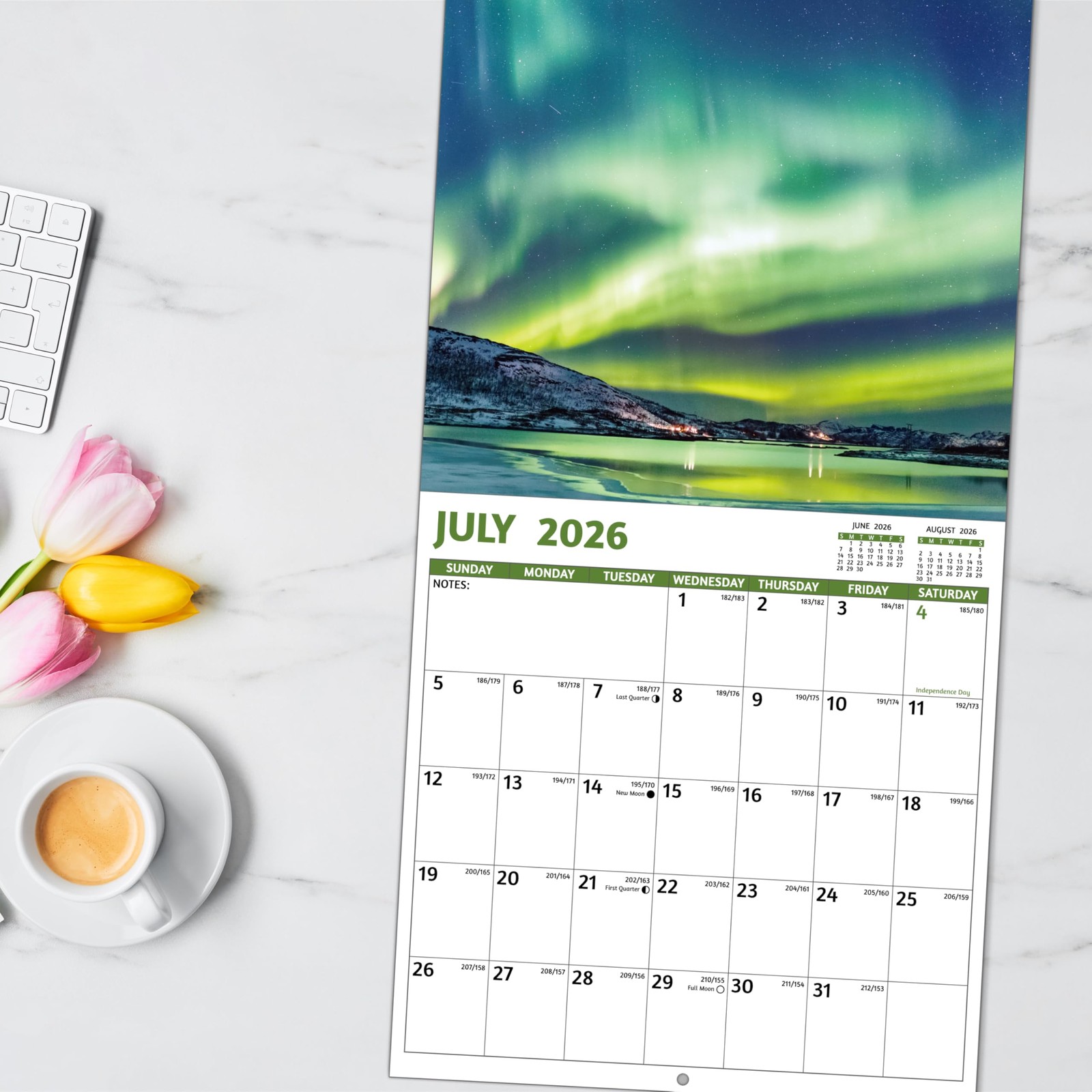 2026 Calendar, 2026 Wall Calendar, Northern Lights Calendar