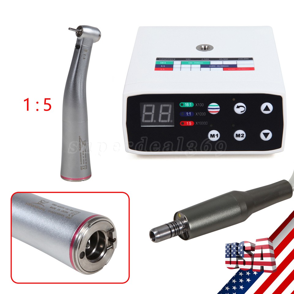 Dental Brushless LED Electric Micro Motor /1:5 Optic Contra Handpiece ...