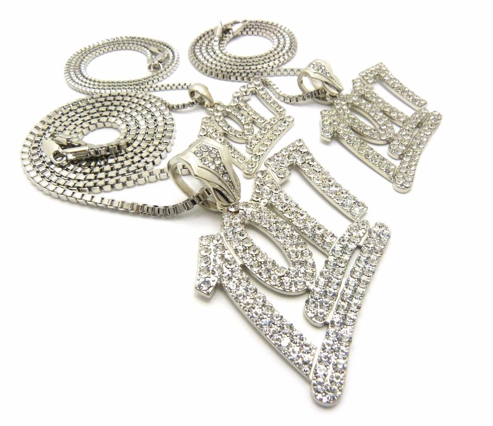Iced Hip Hop 3pcs of 1017 Pendant w/ 20",24",30" Box Chain 3 Bling ...