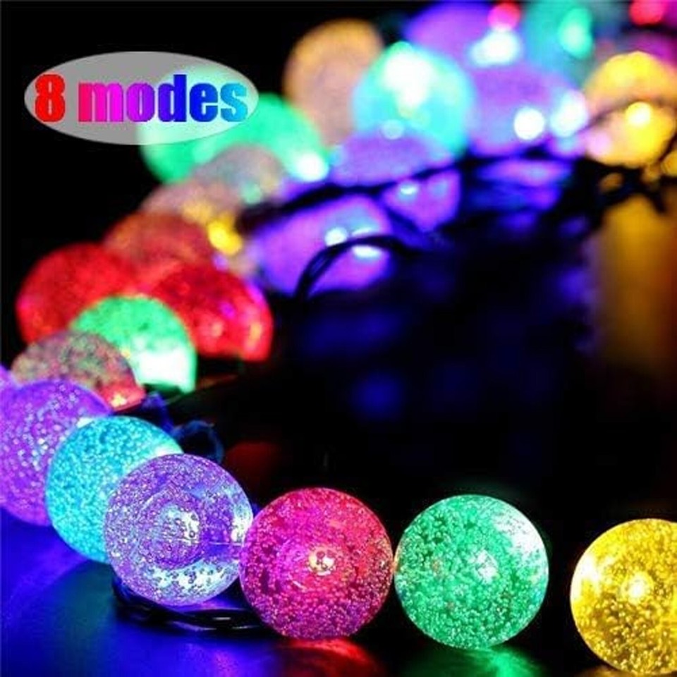 50 LED Solar Powered Retro Bulb String Lights Outdoor Fairy Garden ...