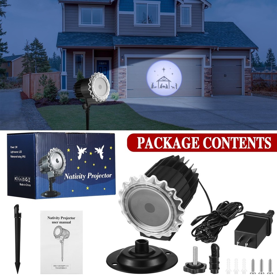 Tuanse Christmas Nativity Outdoor Projector Rotating Nativity Scene ...