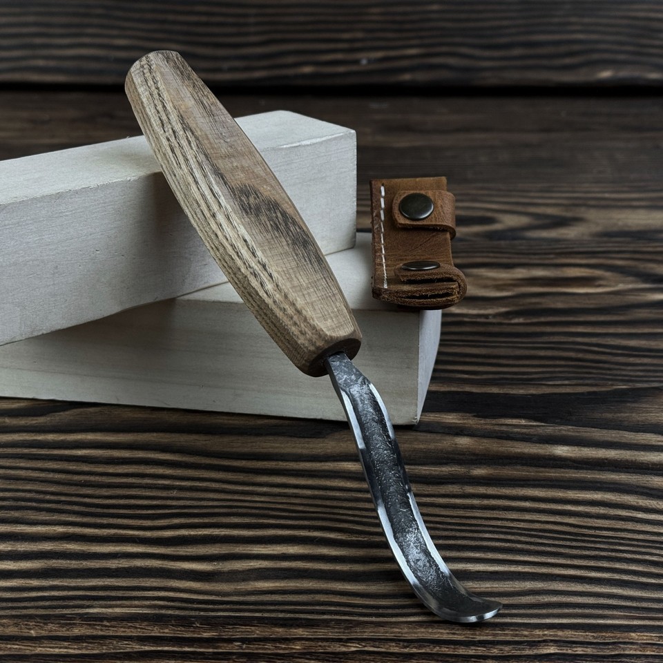 Hand-Forged Hook Knife. Deep Curve Carving Tool with Sheath. Gift for ...