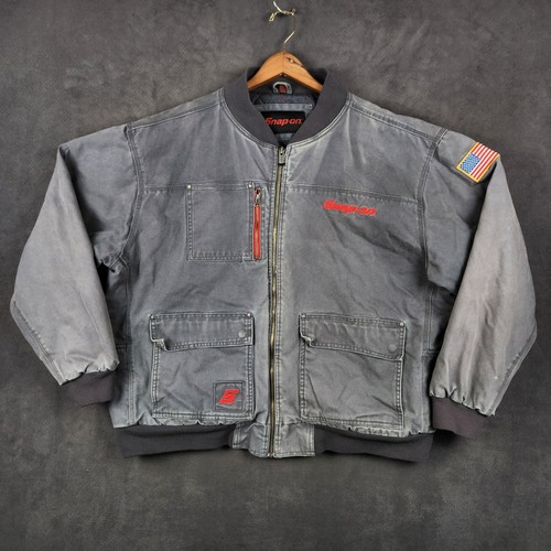 Snap-on Tools Insulated Work Jacket Mens 3XL Faded Canvas Utility Quilt ...