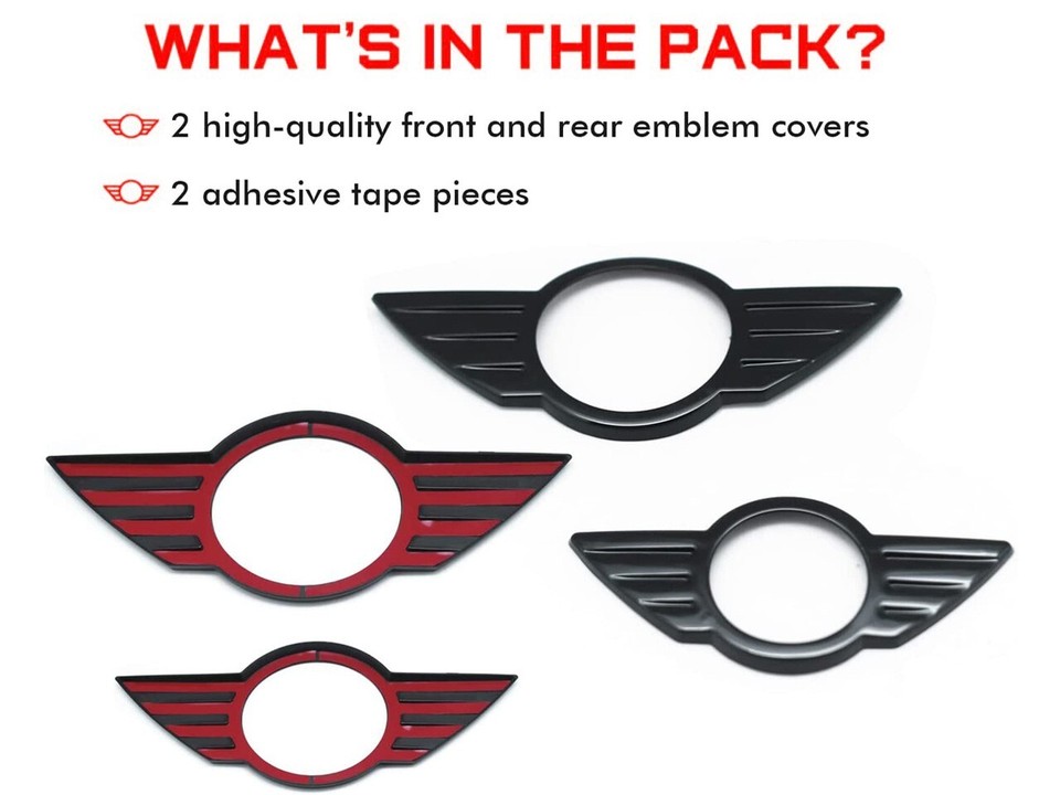 Front & Rear Emblems Badge Cover For 2014-18 Mini Cooper F55 F56 F57 ...