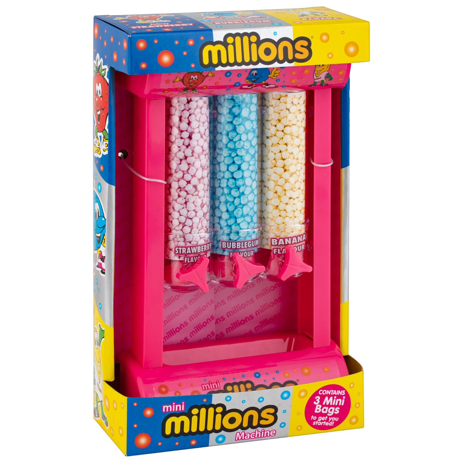 Mini Millions Machine Dispenser With 3 Bags Strawberry,Bubblegum ...