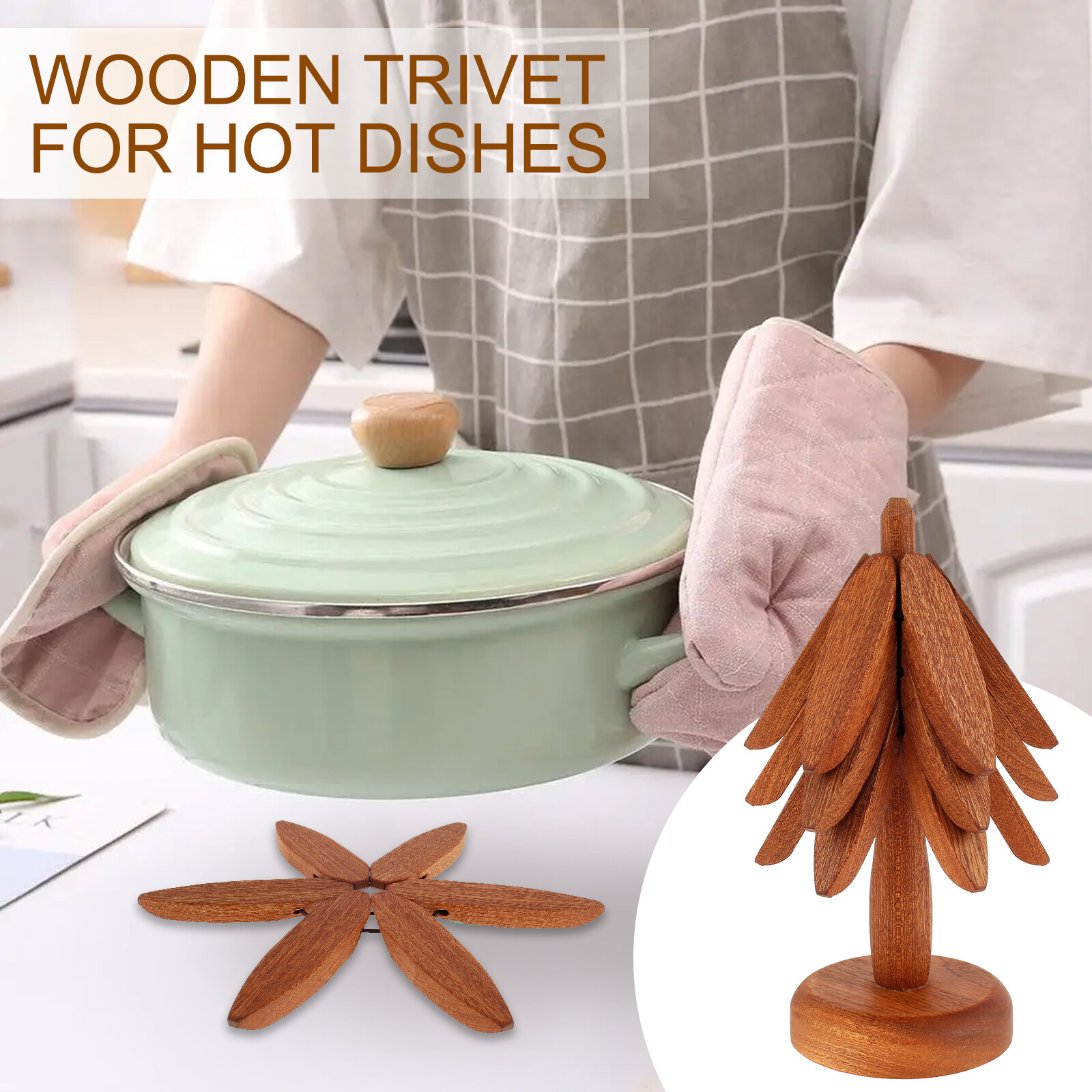 Wooden Trivet for Hot Dishes Tree Shape Trivet Set Coaster Heat ...