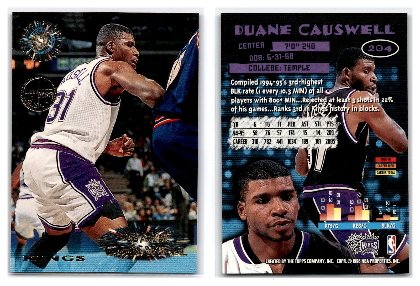 1995-96 Stadium Club Members Only #204 Duane Causwell - Sacramento ...