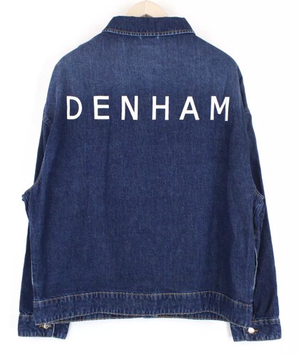 Denham XL Trucker Jacket Women Blue Washed Cotton Logo Embroidered ...
