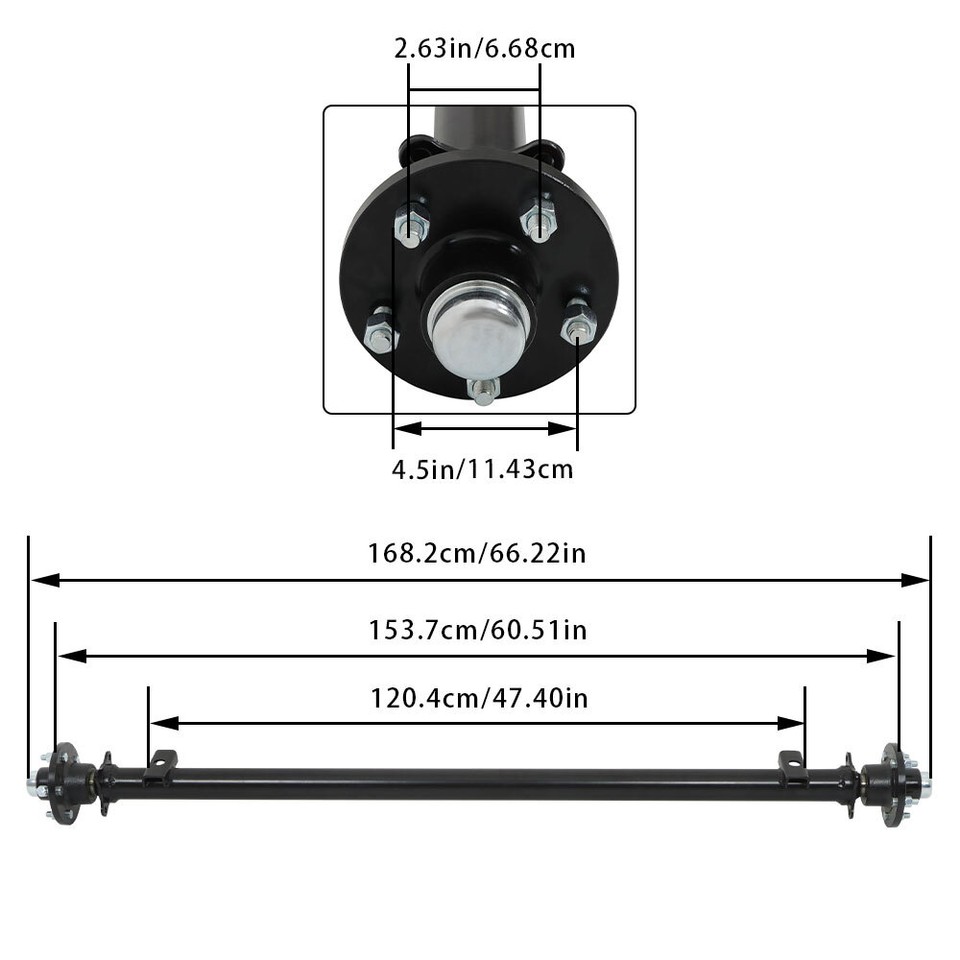 5 lug Utility Axle 3500lbs Boat Axle 3.5K Trailer Axle For Trailer ...