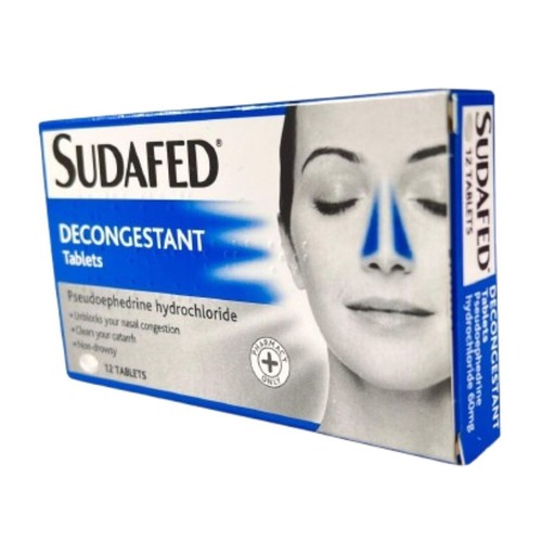 Sudafed Decongestant Tablets 12 - Treats Blocked/Stuffy Nose - Non ...