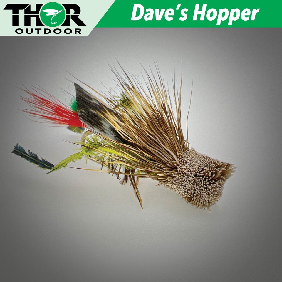6 pc Dave's Hopper Fly Fishing Set - Olive, Size #10 - Dry Flies for ...