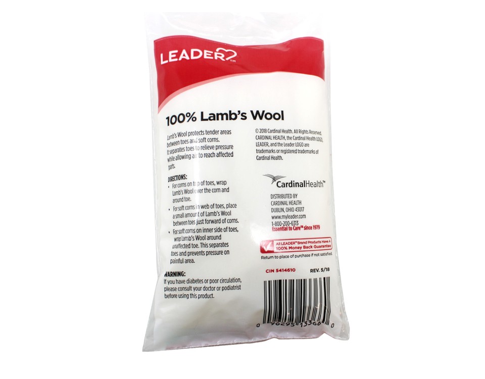 Leader 100% Lambs Wool Padding, Provides Cushioning Between Toes 3/8 oz ...