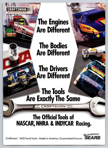 Craftsman 1992 NASCAR NHRA IndyCar Racing Print Ad Multi-Color | eBay